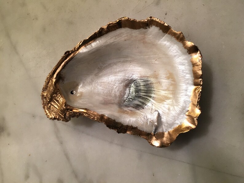 Oyster Shell Ring Holder/Gold Leaf Oyster Shell/Wedding Party | Etsy