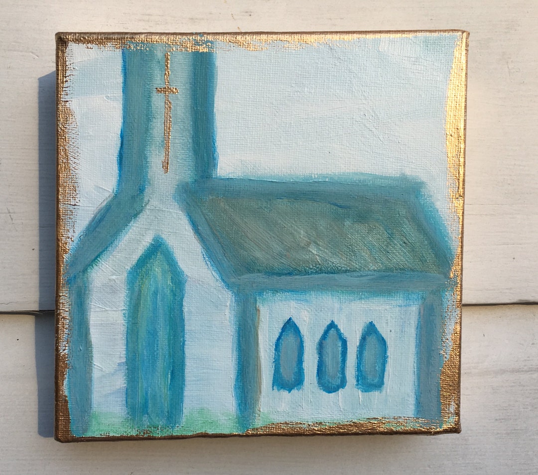 Chapel Painting/church Art/abstract Seaside Chapel Painting/coastal ...