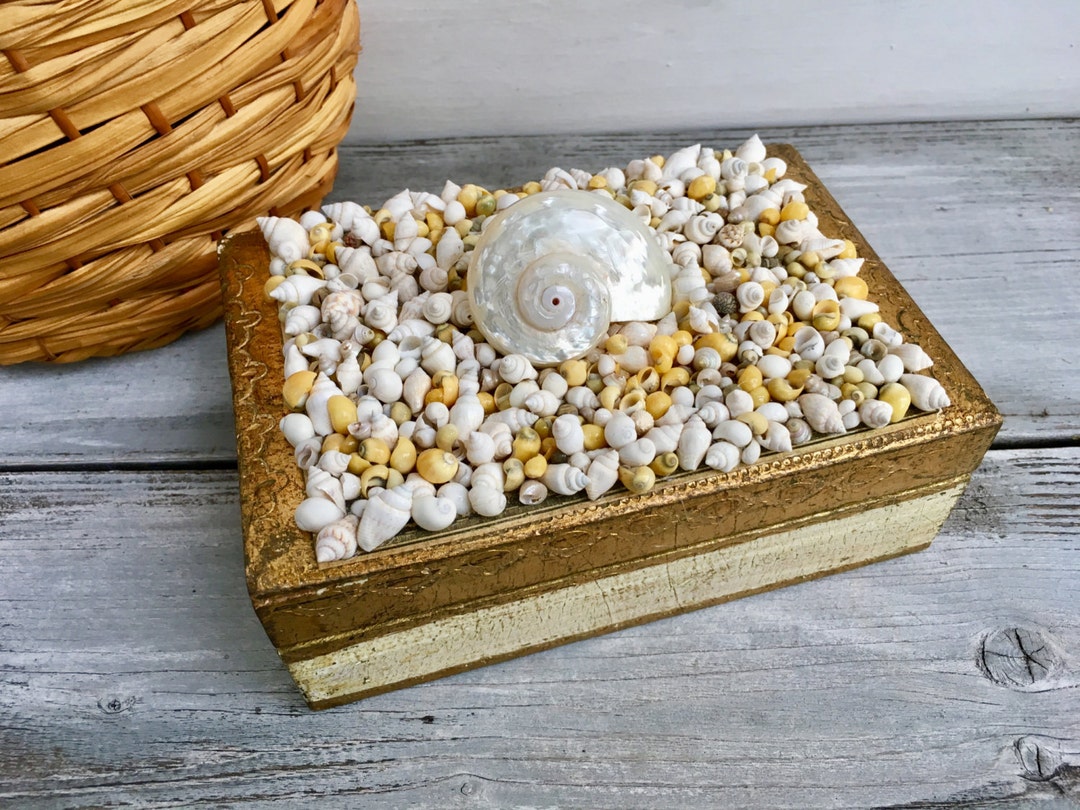 Italian Florentine Seashell Box/vintage Seashell Box/vanity Decorative ...
