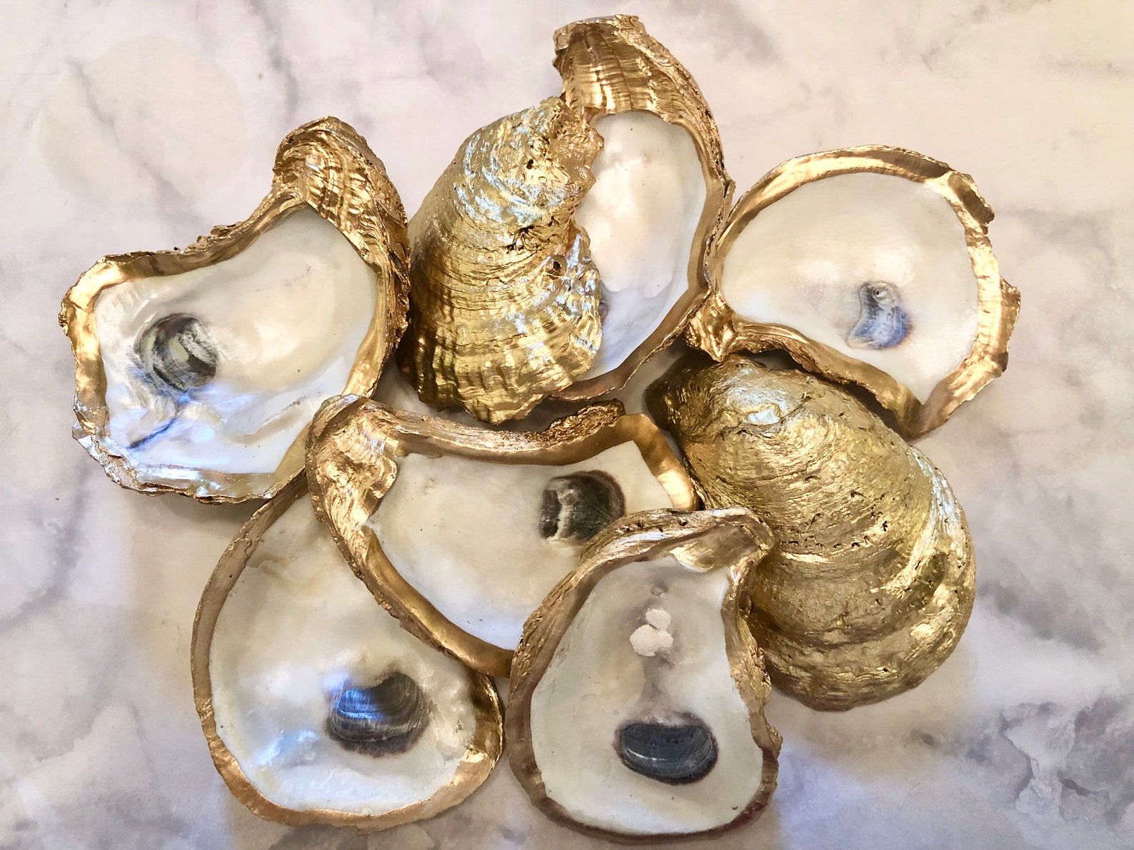 Oyster Shell Ring Holder/gold Leaf Oyster Shell/wedding Party - Etsy