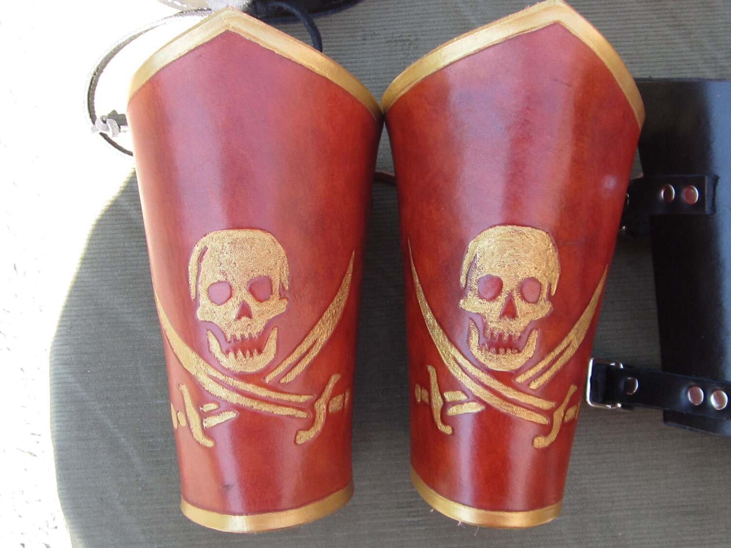 Brown and Gold Pirate Leather Bracers - Etsy