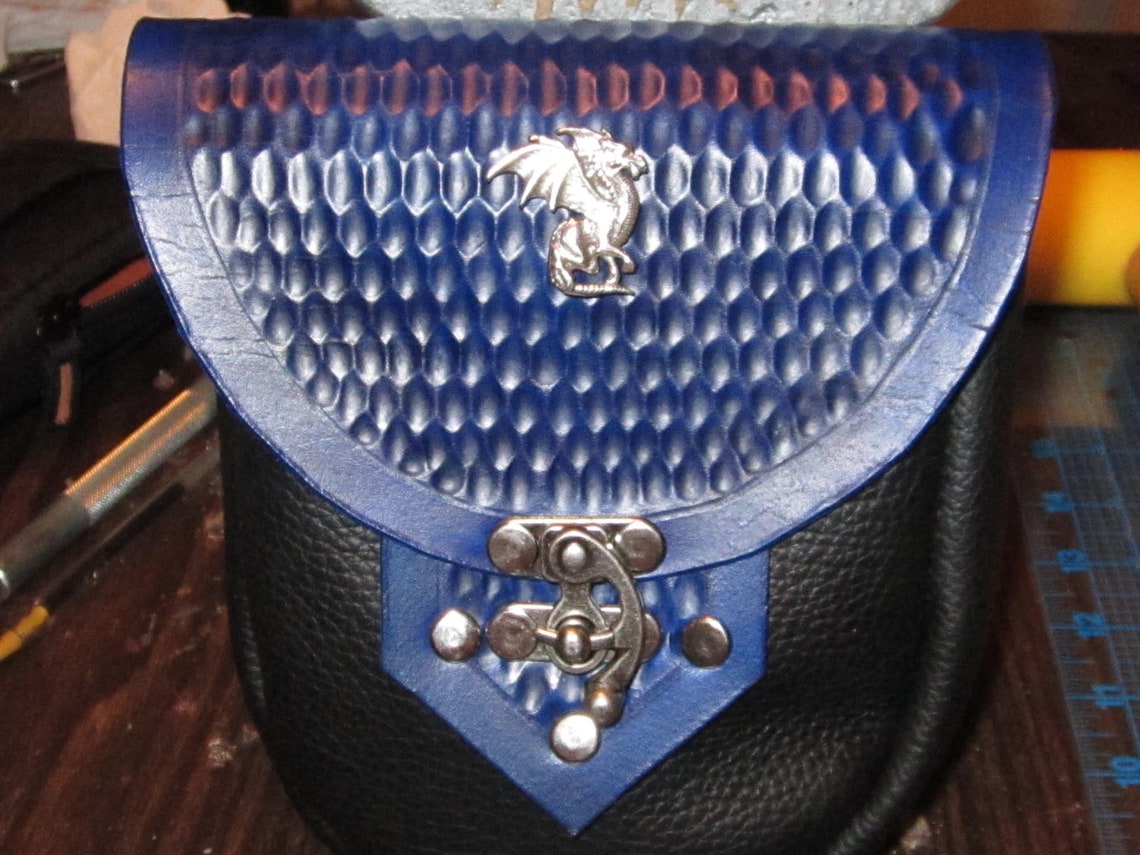 Dragon Skin Leather Belt Pouch W/ Dragon Concho - Etsy