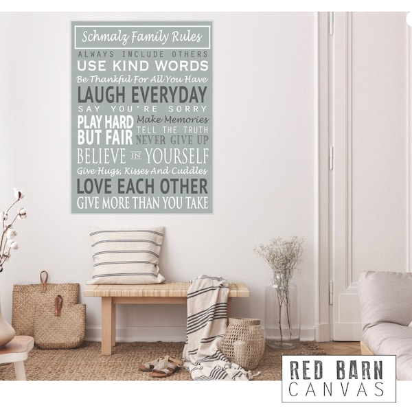 Custom Family Values Wall Art - Etsy