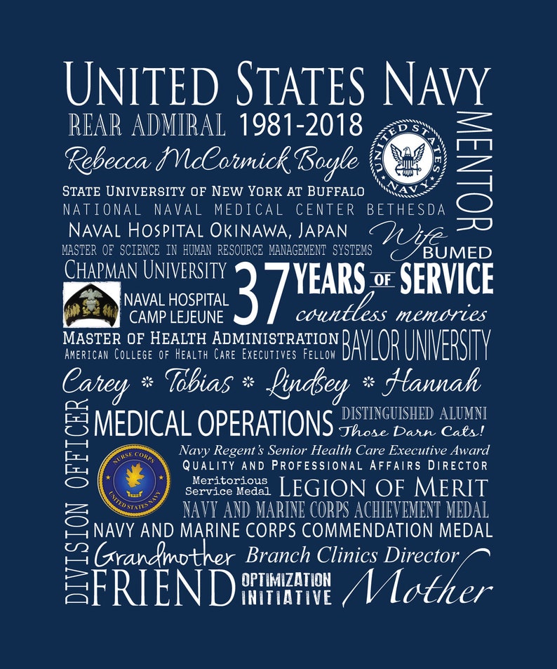 NAVY Military Retirement Gift on a Gallery Wrapped Canvas - Etsy