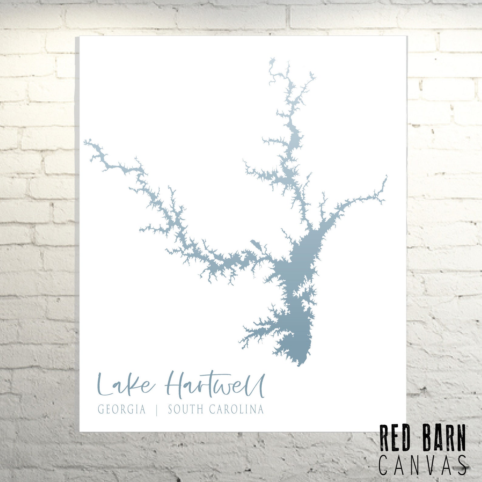 Custom Lake Hartwell Map on Stretched Canvas Personalize With - Etsy