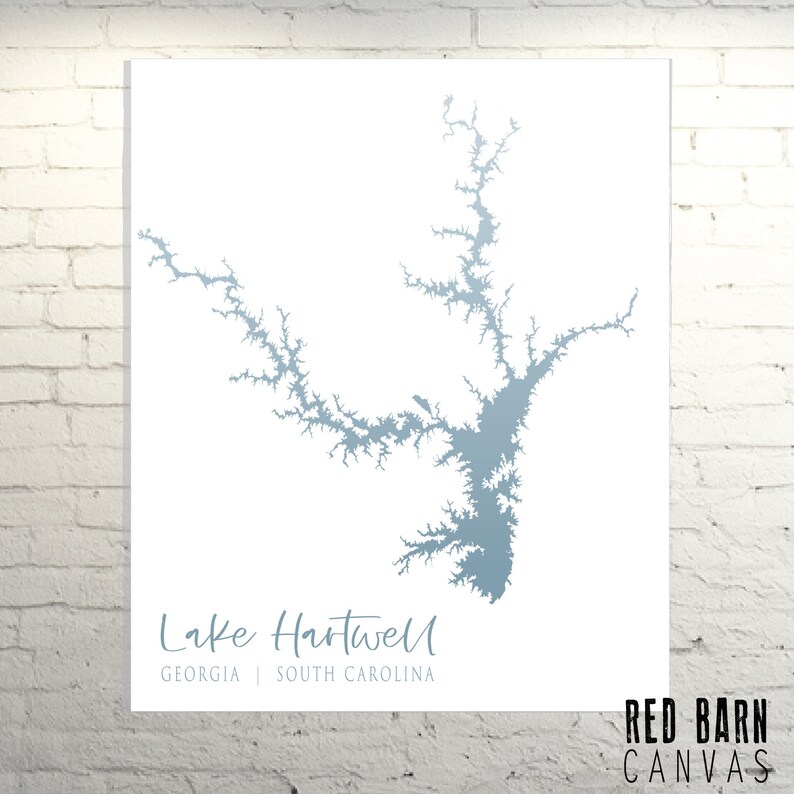 Custom Lake Hartwell Map on Stretched Canvas Personalize With - Etsy