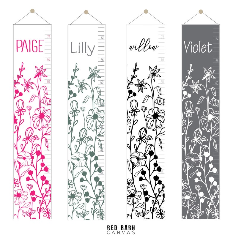 Wildflower Themed Growth Chart Personalized Canvas Charts - Etsy