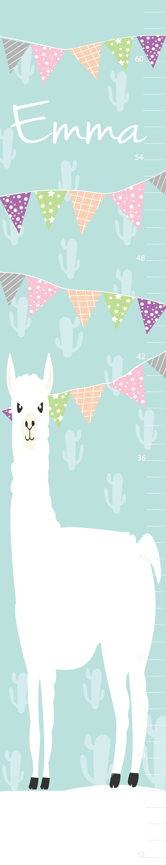 Llama Growth Chart Llama Nursery Theme Art in Your Choice of | Etsy