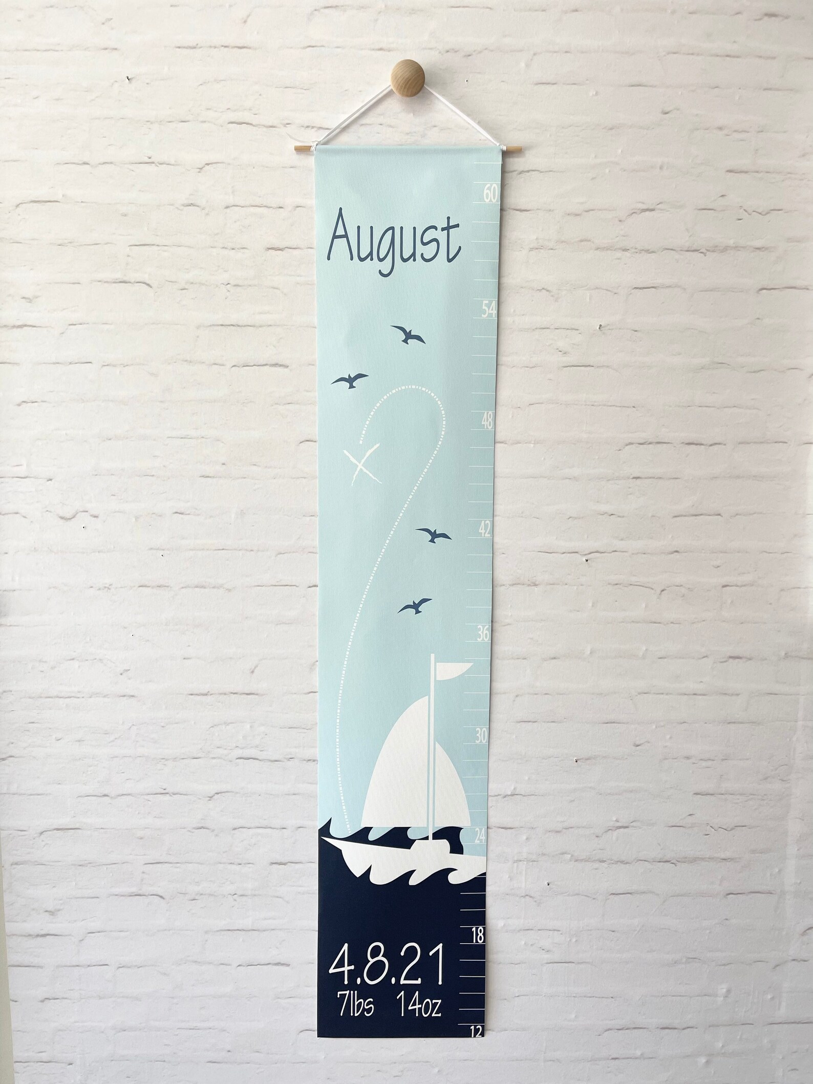 Personalized Children's Growth Chart, , Writeable Canvas, Ocean Animals ...