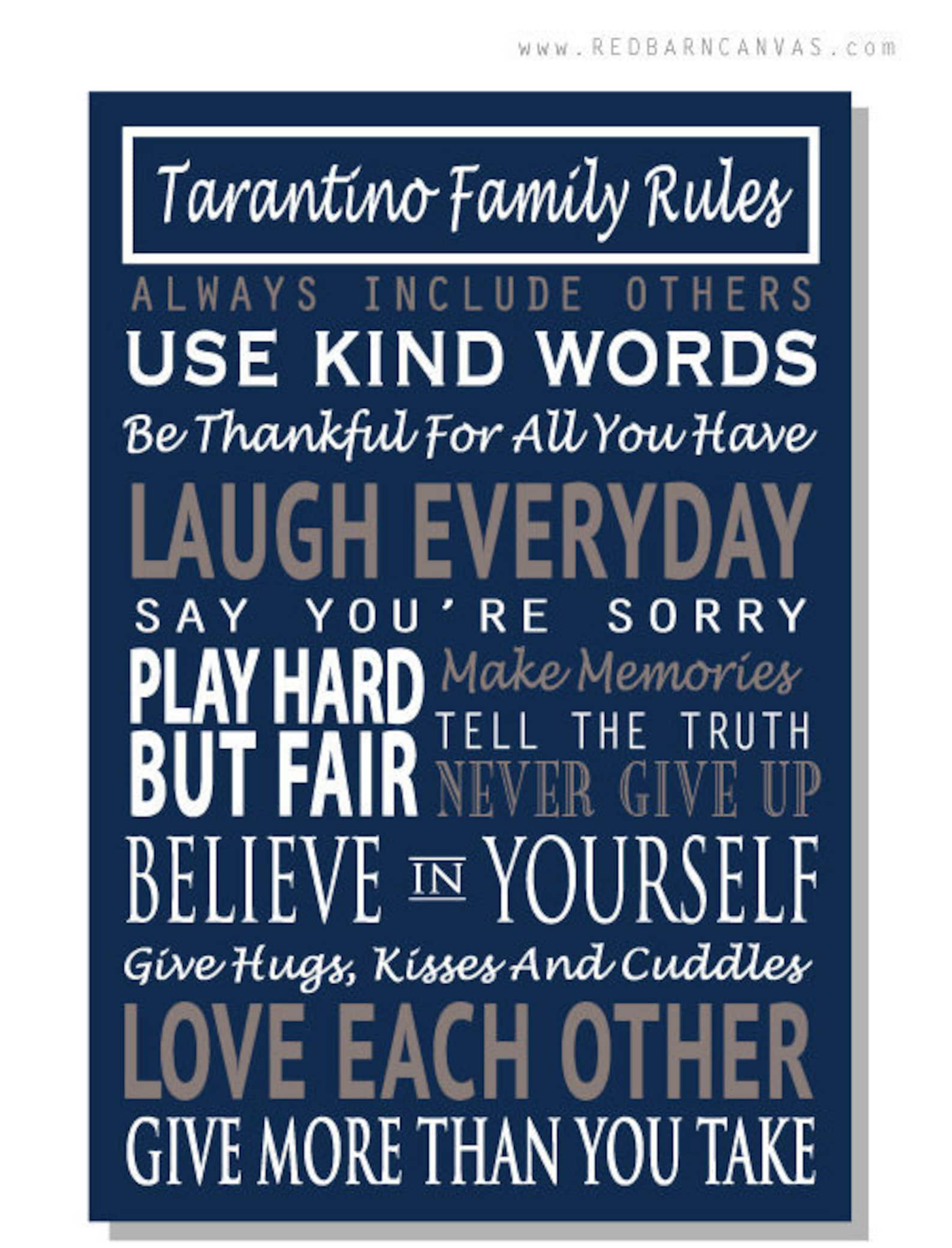 Customized Family Rules Canvas Create your own family rules | Etsy