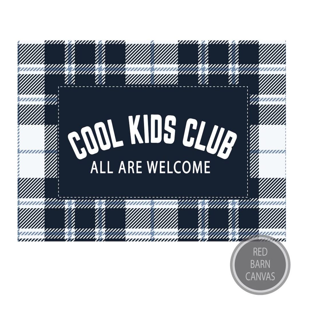 Plaid Border Linen-style Kids Club Canvas Print | Nursery Wall Art - Etsy