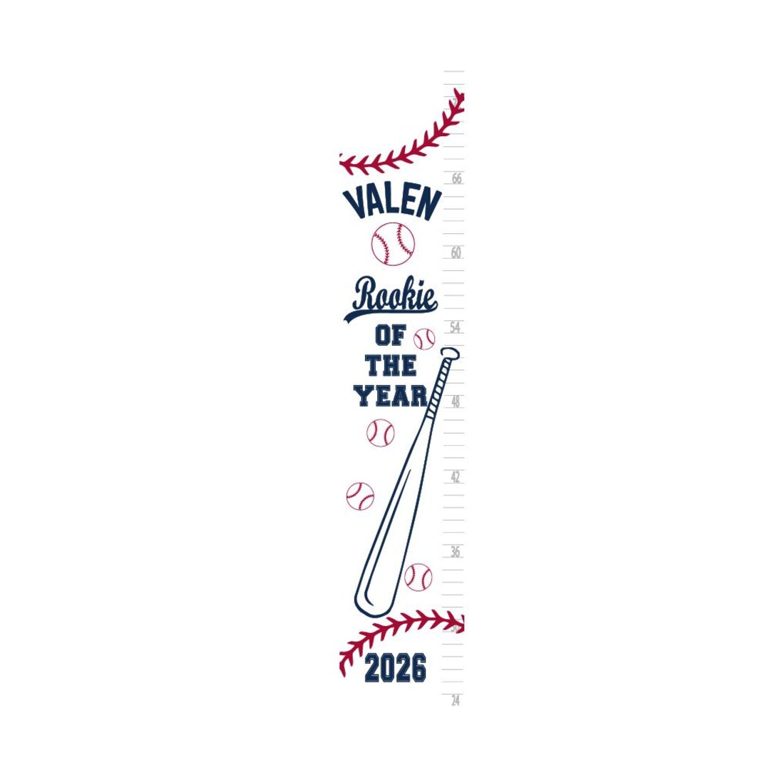 Rookie of the Year, Baseball Themed Growth Chart, Personalized Canvas ...