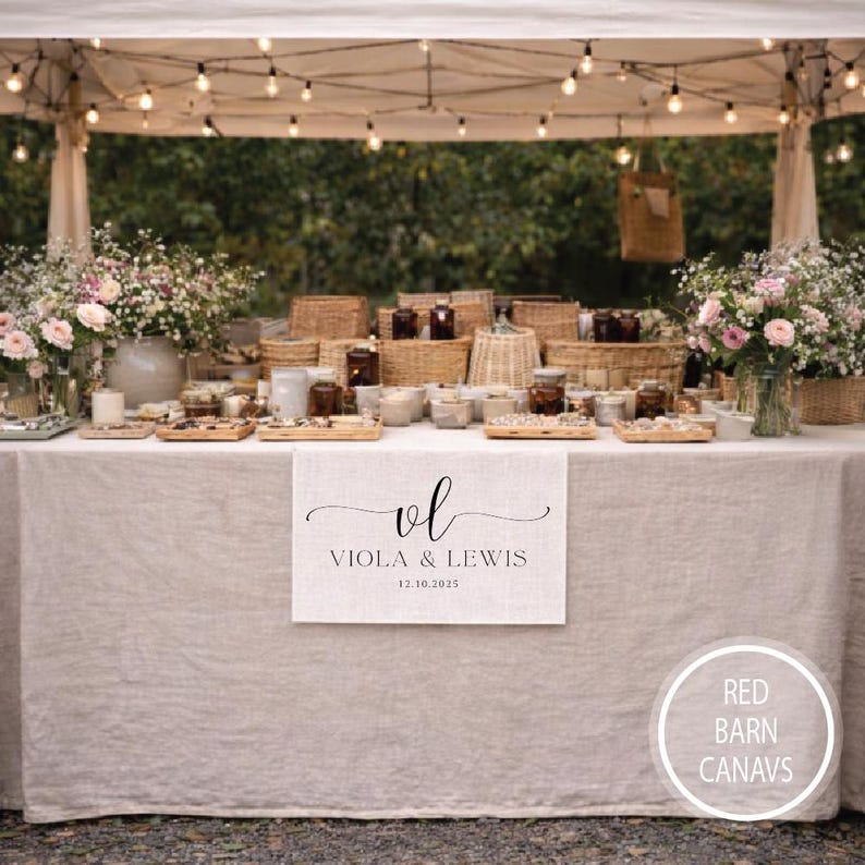 Custom Logo Table Runner | Natural Canvas | Trade Show or Market Table ...