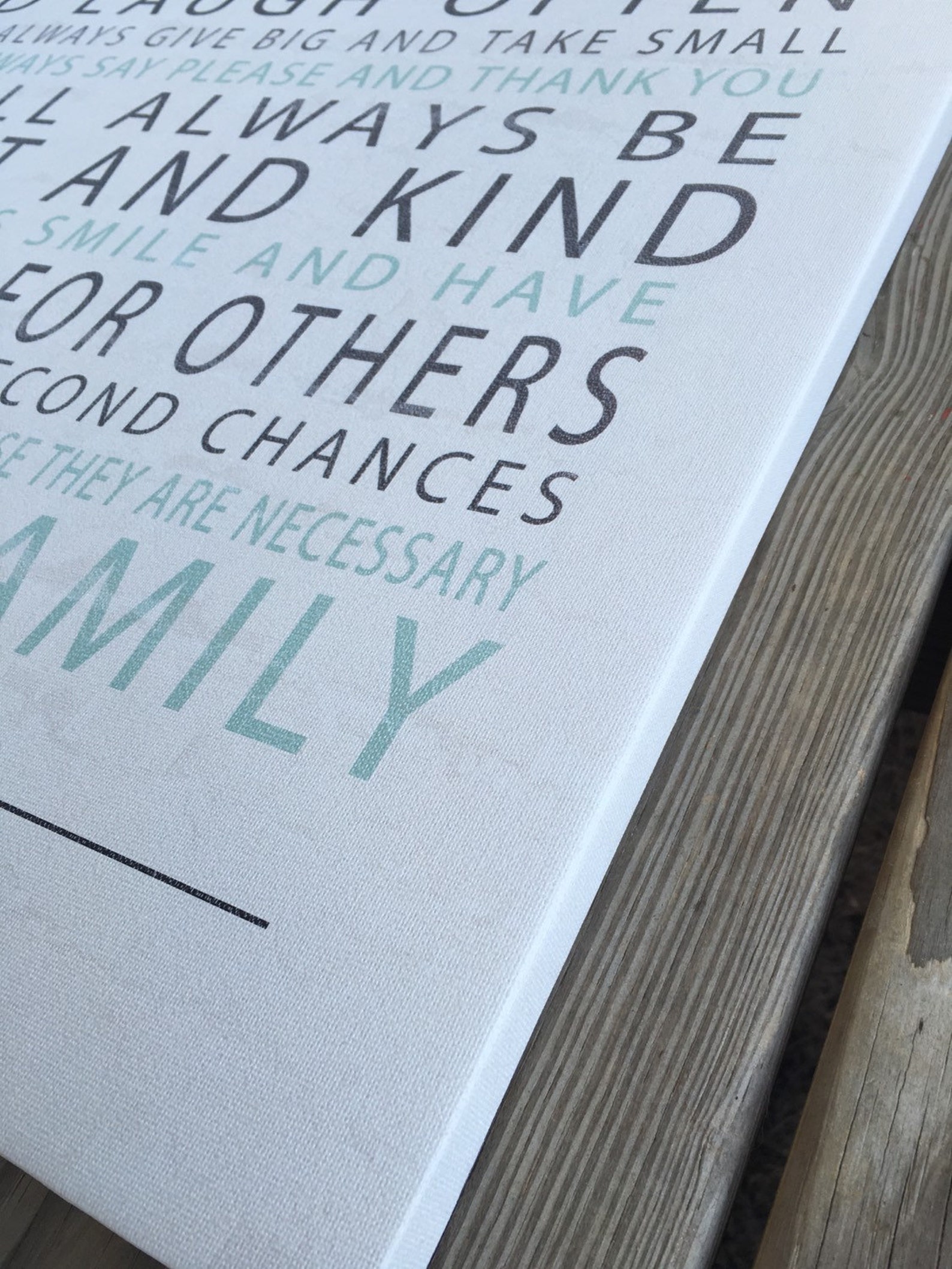 Customized Family Values Statement on Gallery Wrapped Canvas | Etsy