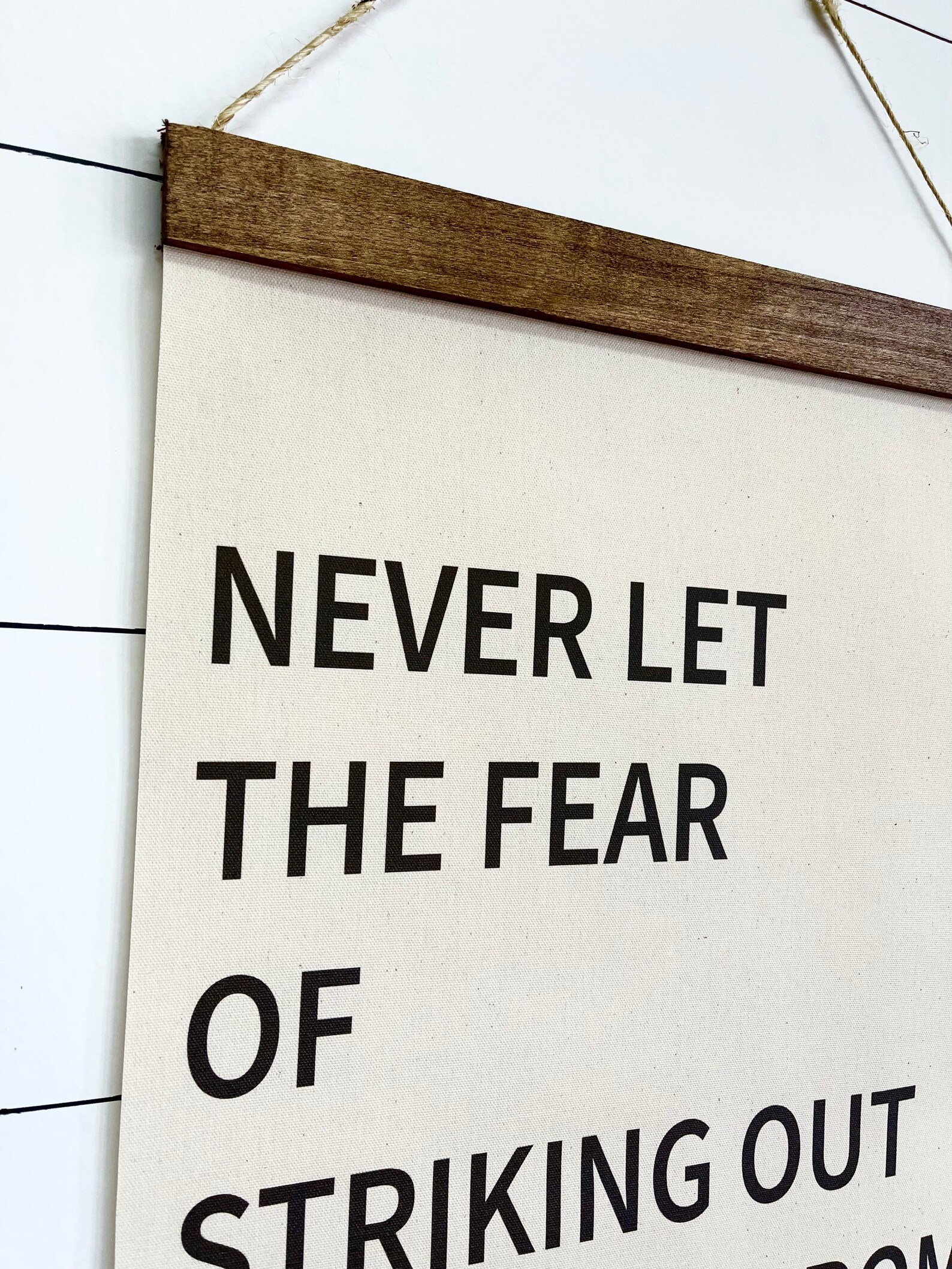 Never Let the Fear Sports quote Linen Canvas Hanging Banner | Etsy