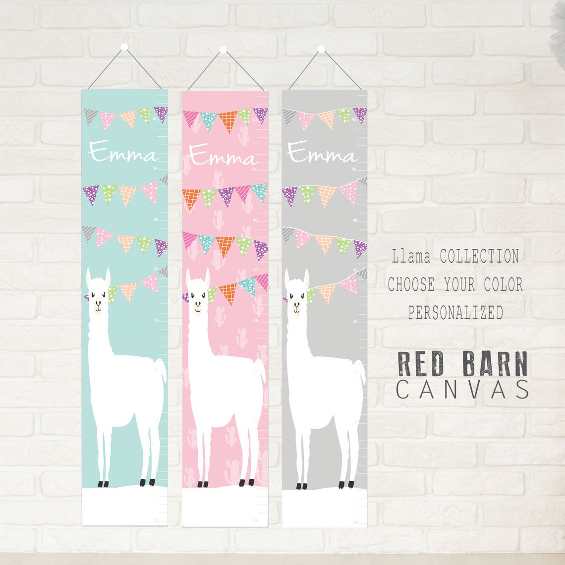 Llama Growth Chart Llama Nursery Theme Art in Your Choice of - Etsy