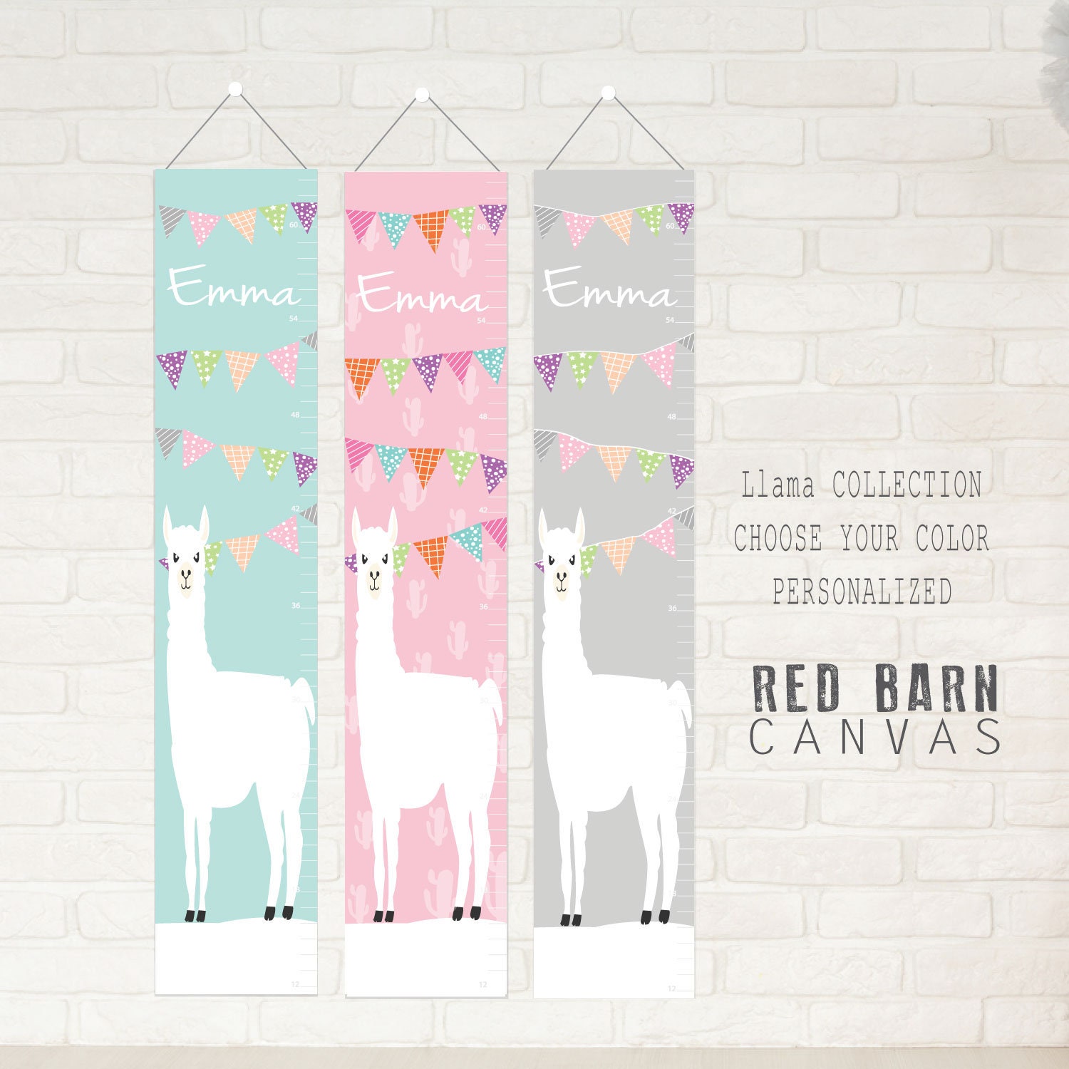 Llama Growth Chart Llama Nursery Theme Art in Your Choice of | Etsy