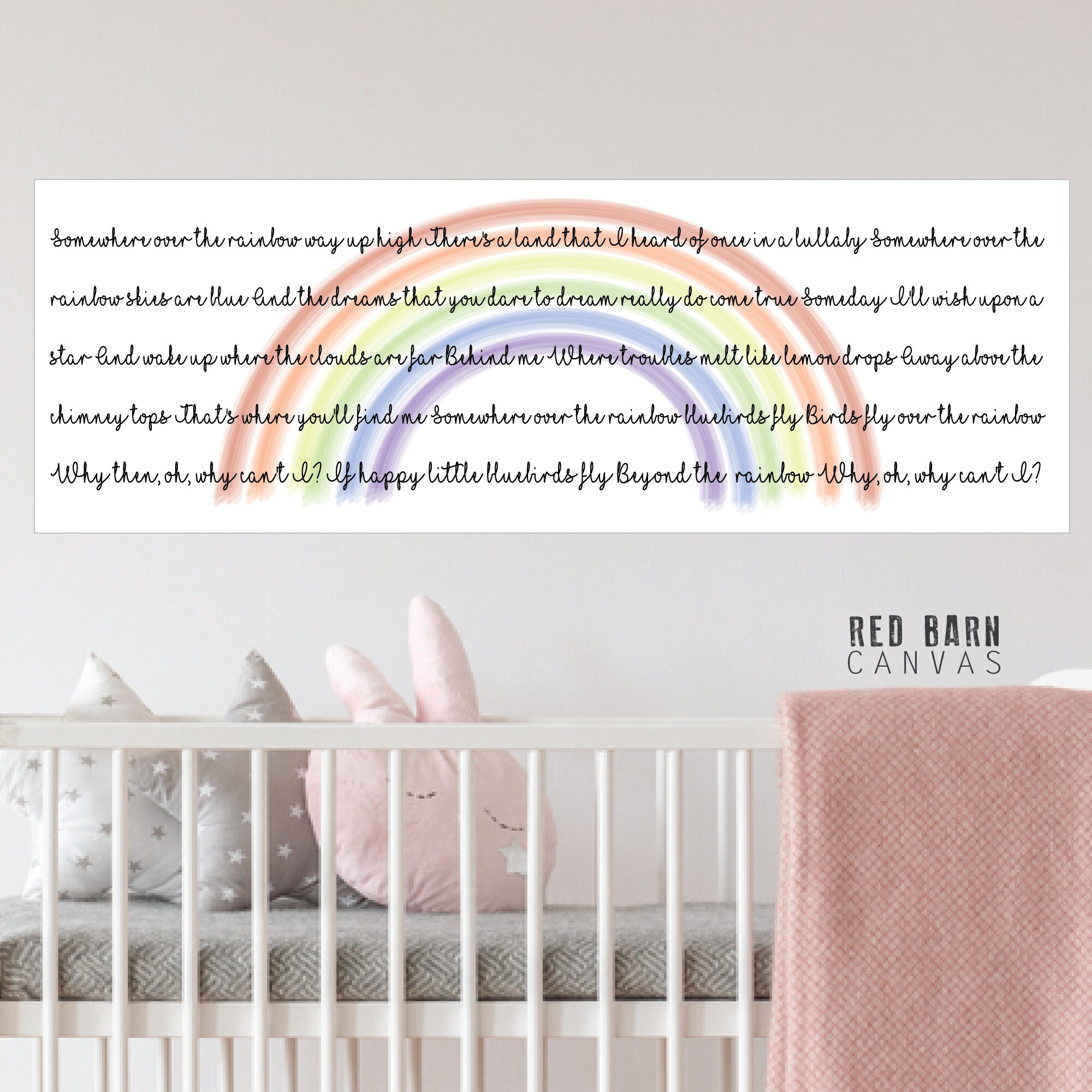 Somewhere Over the Rainbow Canvas Wall Art Kids Room Decor | Etsy