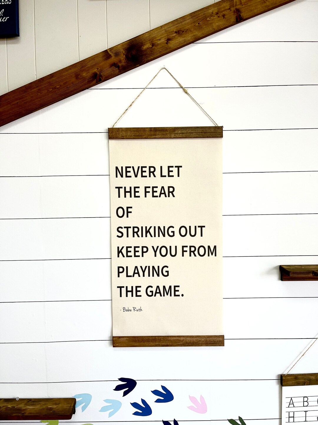 Never Let the Fear, Sports Quote, Linen Canvas Hanging Banner - Etsy