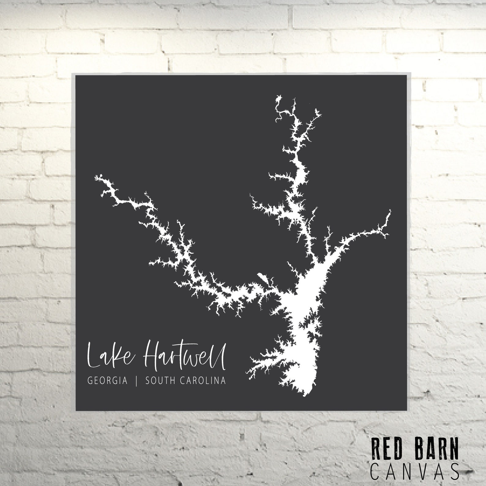 Custom Lake Hartwell Map on Stretched Canvas Personalize With - Etsy