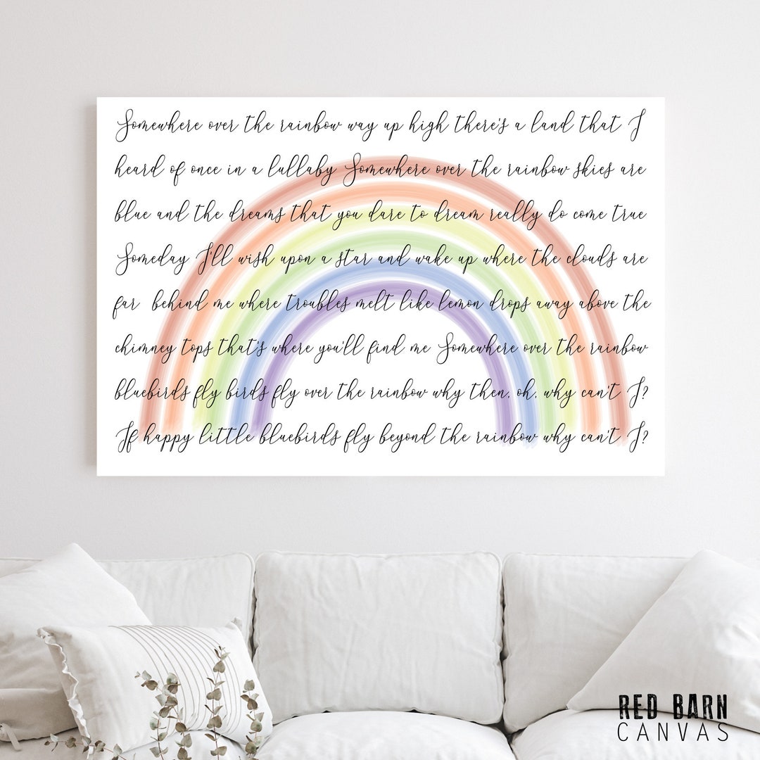 Somewhere Over the Rainbow Canvas Wall Art, Kids Room Decor, Playroom ...