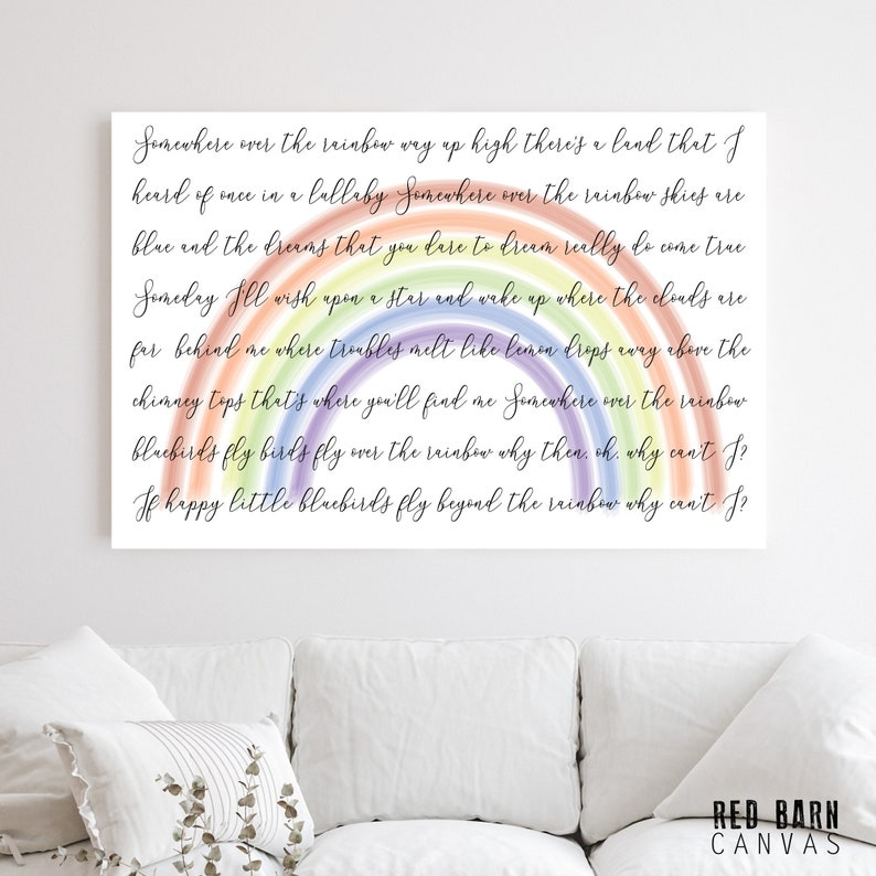 Somewhere Over the Rainbow Canvas Wall Art Kids Room Decor - Etsy