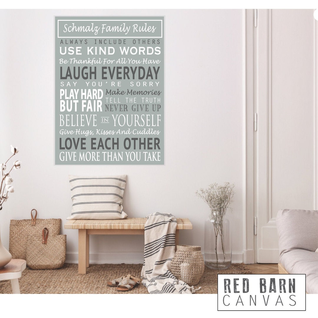 Customized Family Rules Canvas, Create Your Own Family Rules Wall Art ...