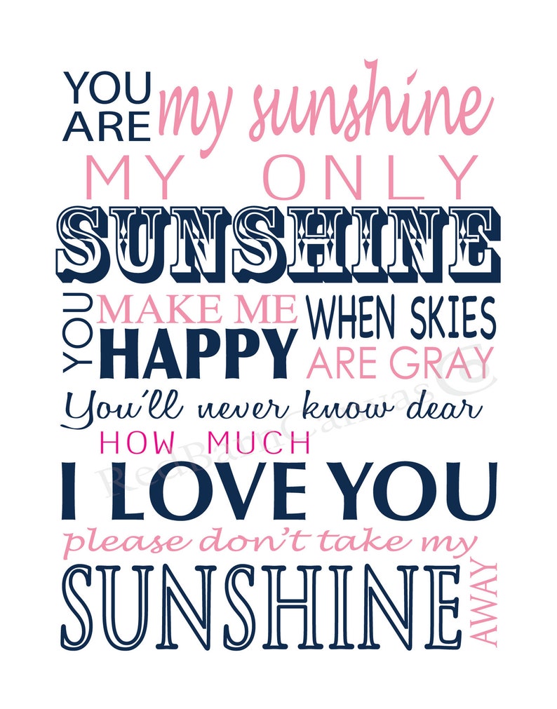 You Are My Sunshine My Only Sunshine on Canvas Wall Art | Etsy