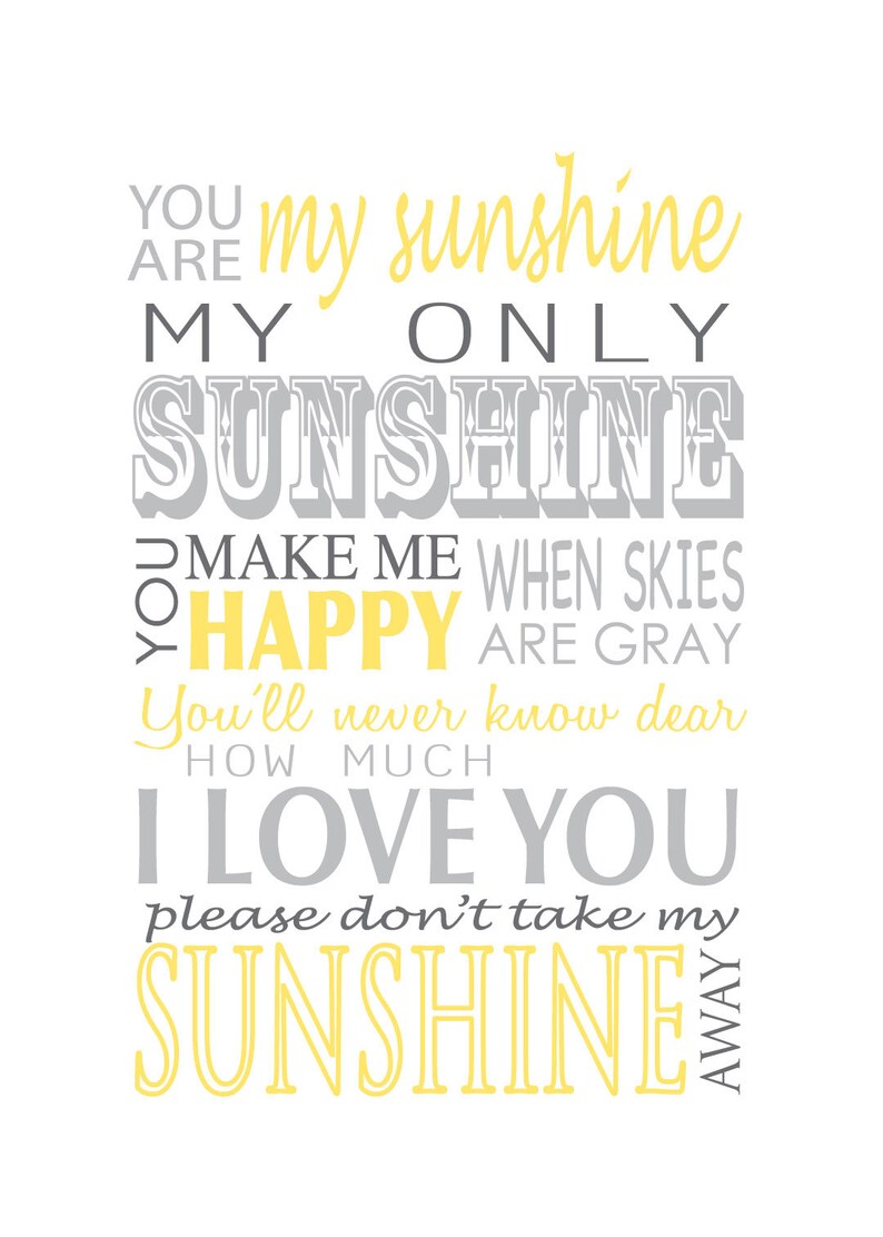 You Are My Sunshine My Only Sunshine on Canvas Wall Art | Etsy