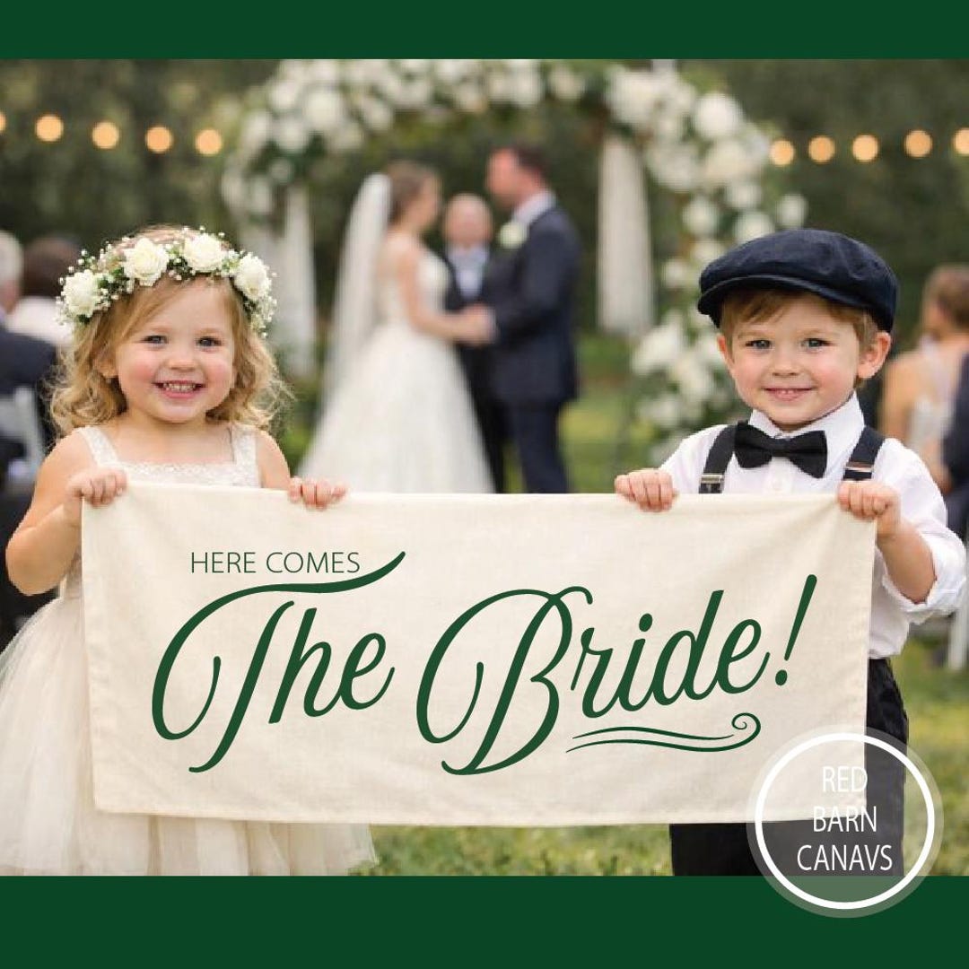 Here Comes the Bride Canvas Sign – Flower Girl Wedding Sign in Your ...