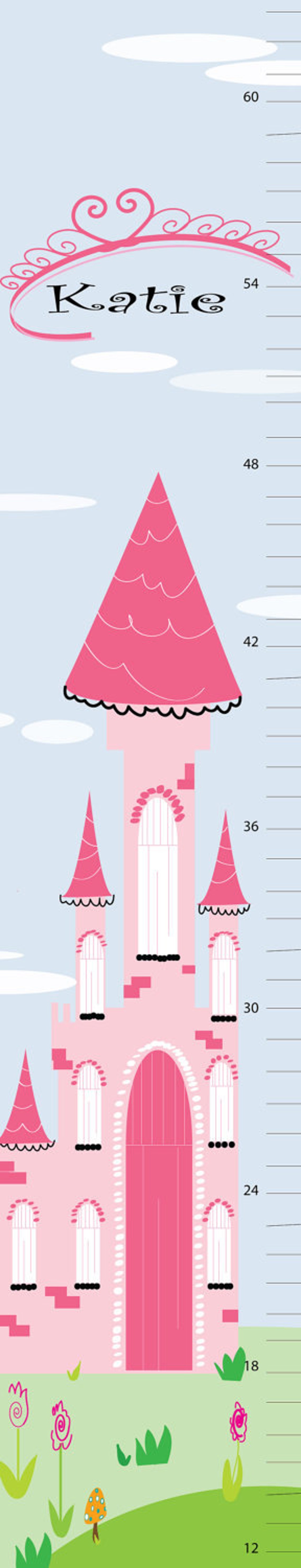 Personalized Princess Theme Canvas Growth Charts Fairytale - Etsy