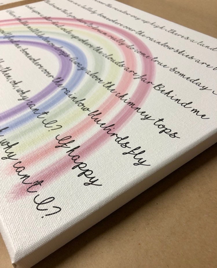 Somewhere Over the Rainbow Canvas Wall Art Kids Room Decor | Etsy