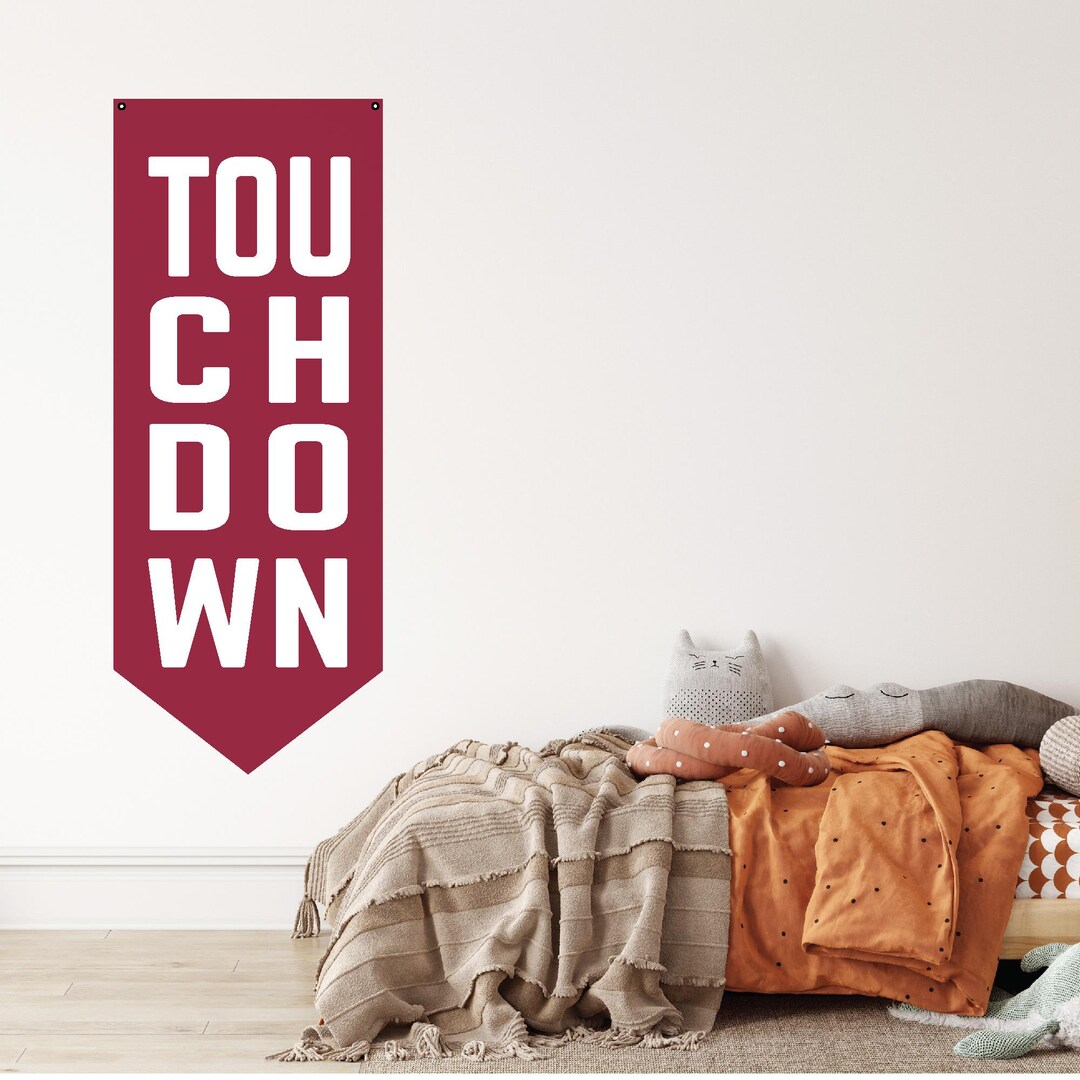 Touchdown, Unbleached Natural Canvas Flag Tapestry, Wall Hanging Decor ...