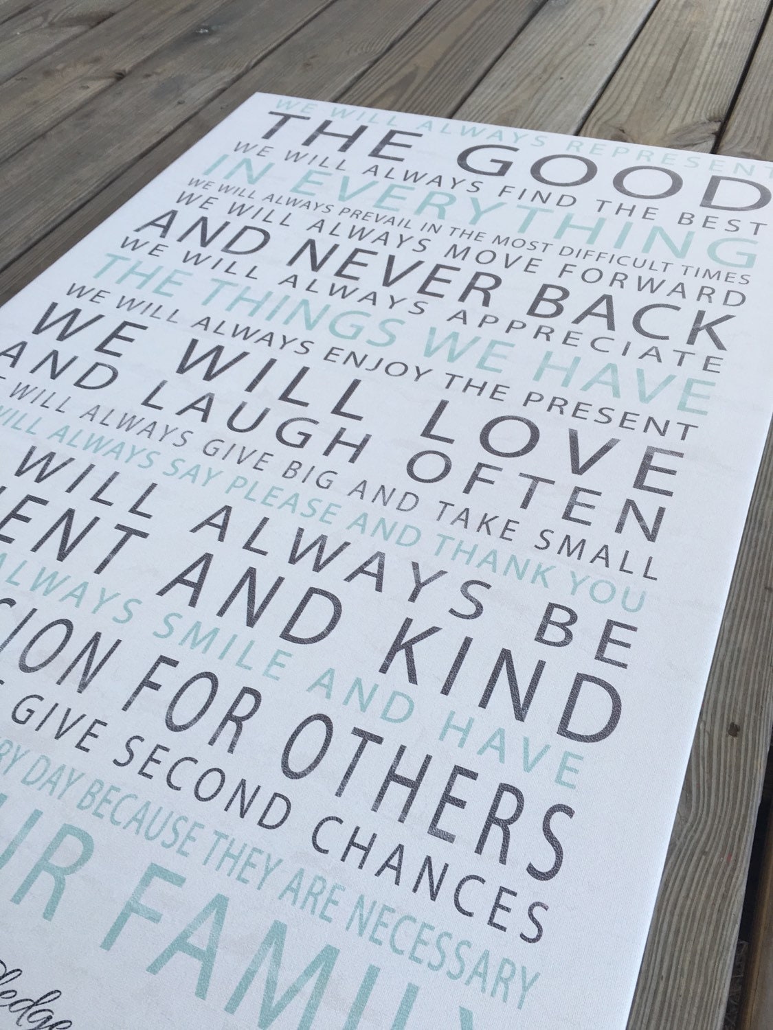 Customized Family Values Statement on Gallery Wrapped Canvas | Etsy