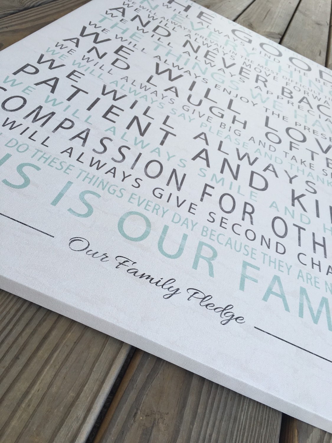 Customized Family Values Statement on Gallery Wrapped Canvas | Etsy