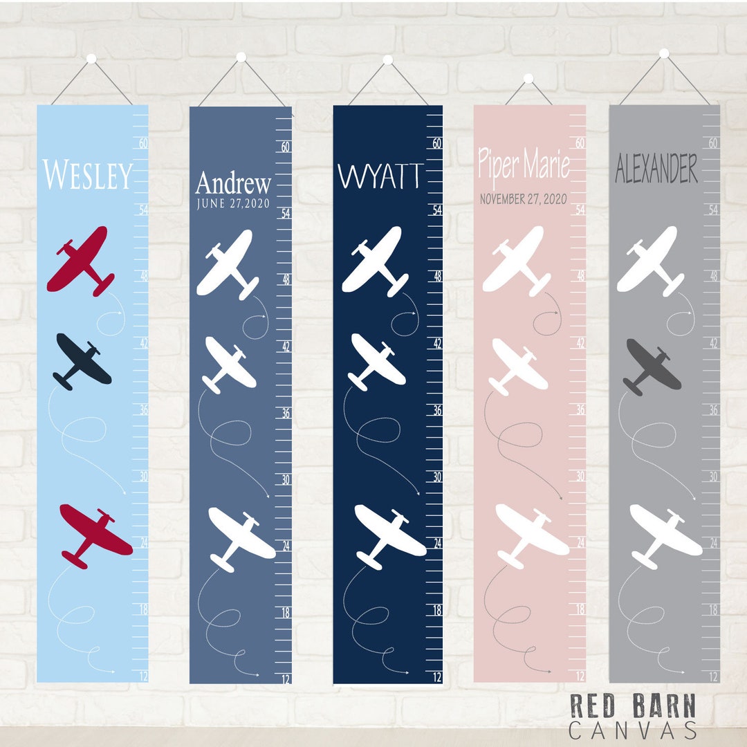 Personalized Airplane Growth Chart: Kids Canvas Wall Art - Etsy