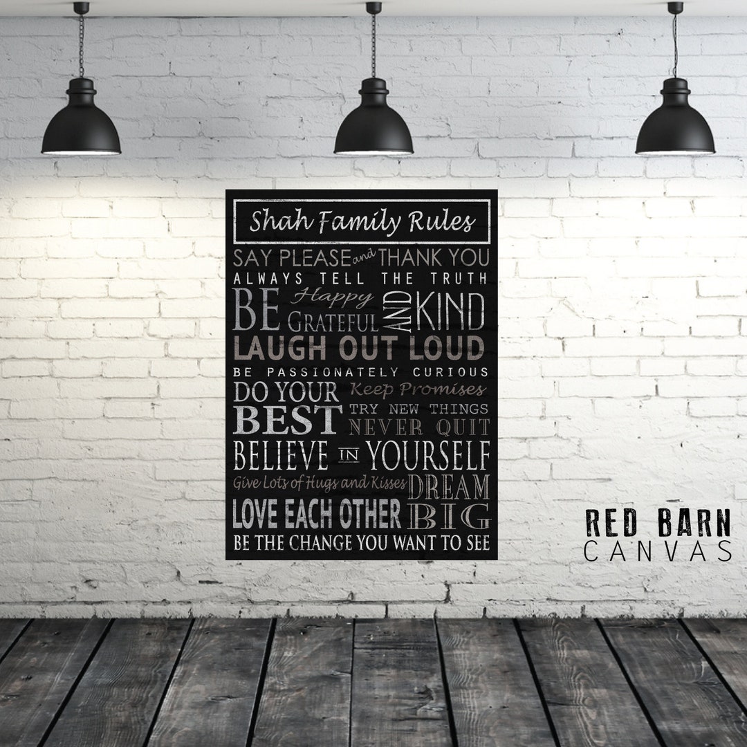 Personalized Family Rules Canvas Art: Custom Word Art Sign - Etsy