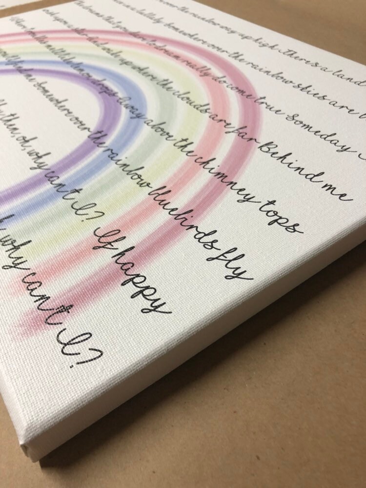 Somewhere Over the Rainbow Canvas Wall Art Kids Room Decor | Etsy