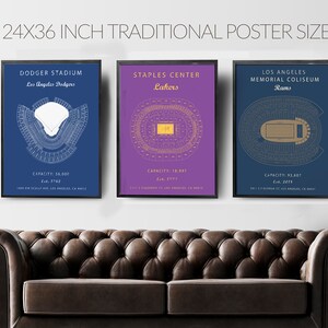 Dodgers, Lakers, Rams. Set of 3 Prints or Canvases, Dodgers Stadium ...
