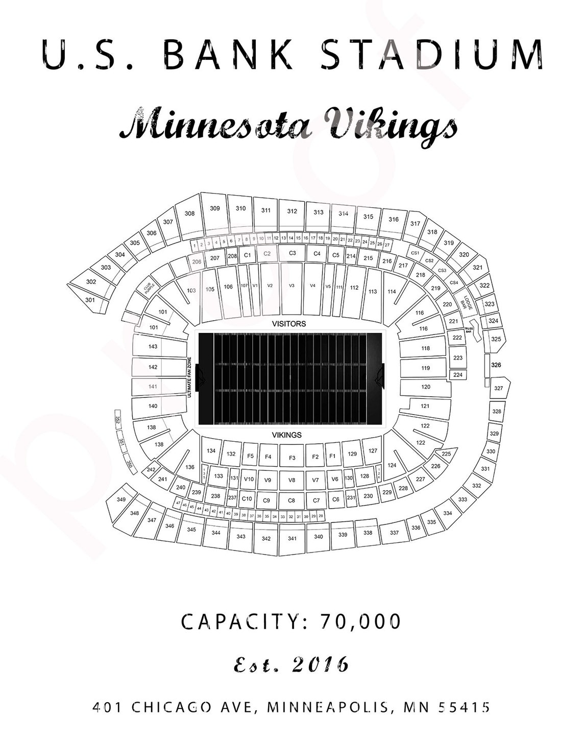 US Bank Stadium. Minnesota Vikings. US Bank Seating Chart. Vikings ...
