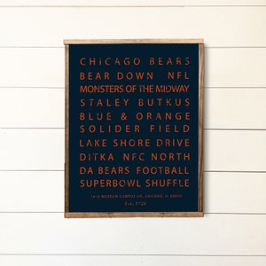 Chicago Bears Sign, Chicago Bears Subway Art, Bears Typography, Chicago ...