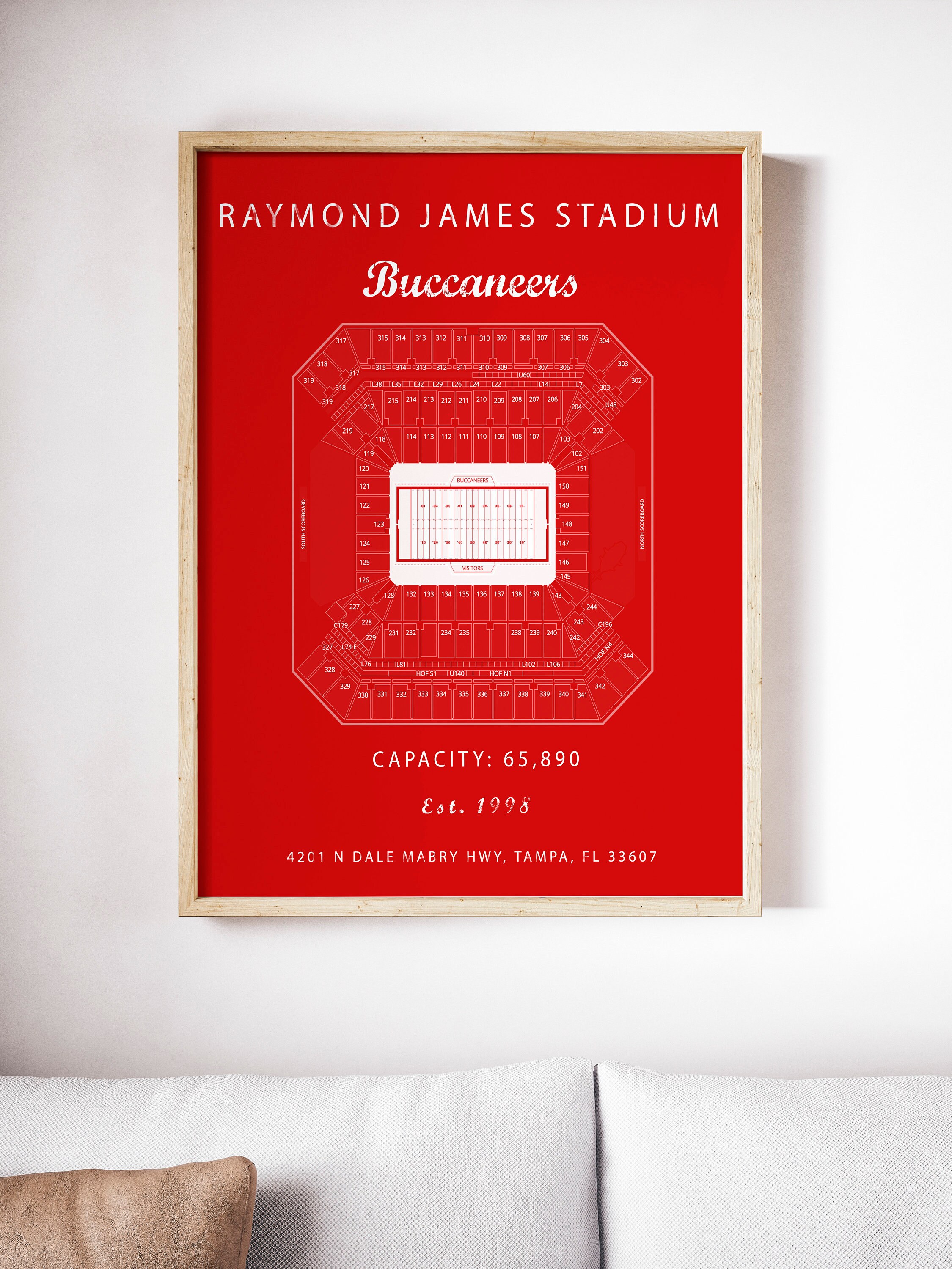 Buccaneers, Raymond James Stadium Print or Canvas. Tampa Bay, Florida ...
