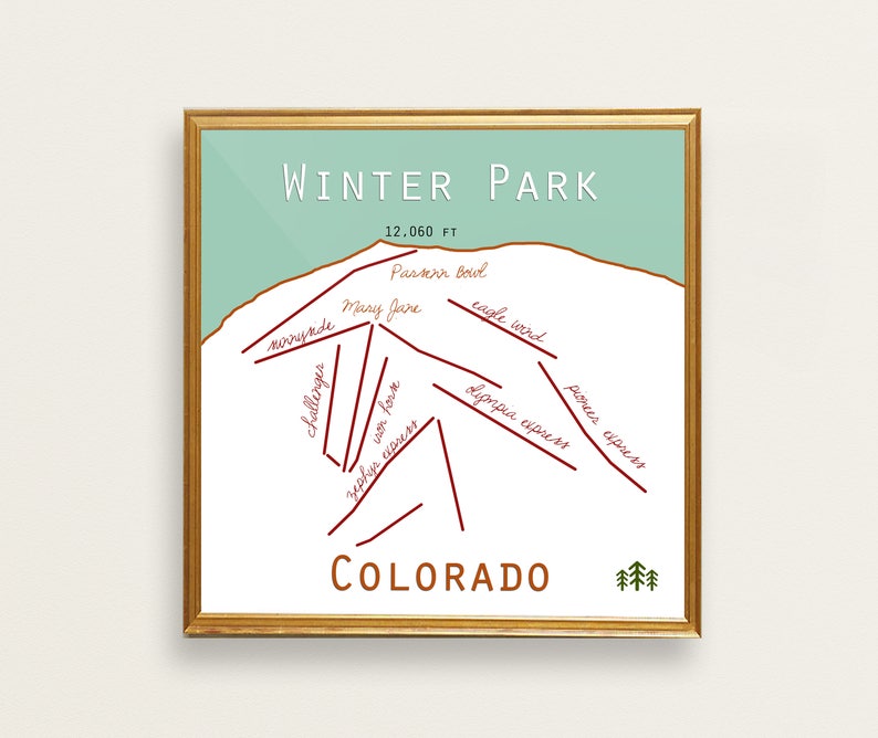 Winter Park Colorado Ski Trail Map Print or Canvas. Colorado - Etsy