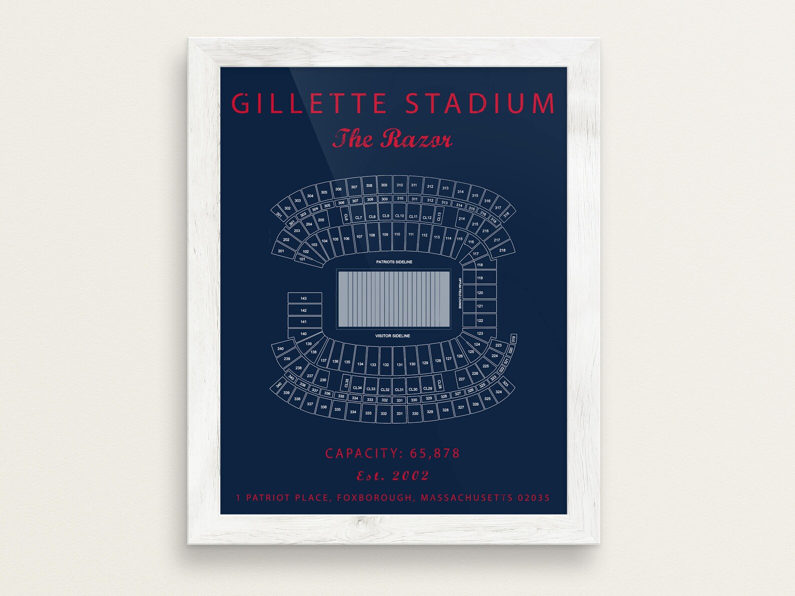 Gillette Stadium Seating Chart New England Patriots Gillette | Etsy