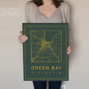 Green Bay Map, Green Bay Packers, Map of Green Bay Wisconsin, Gift for ...