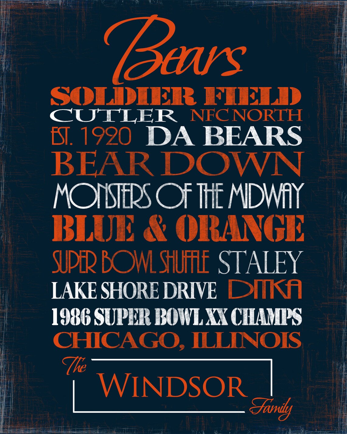 Chicago Bears Print or Canvas Housewarming Gift for - Etsy