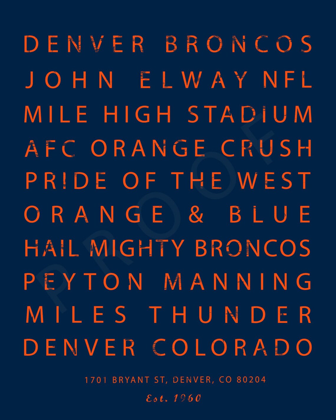 Denver Broncos Sign Broncos Subway Art Broncos Typography | Etsy