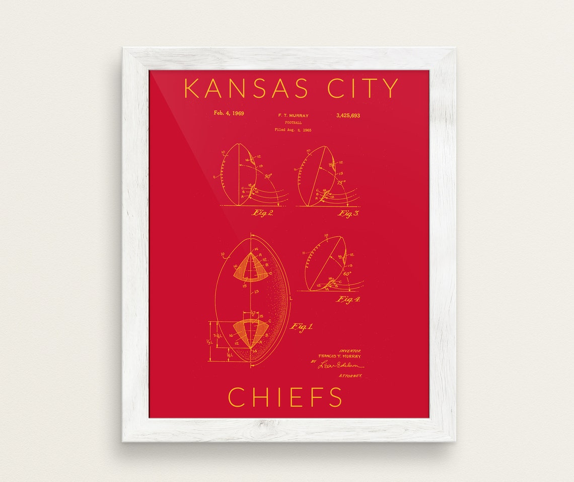 Kansas City Chiefs Poster. Football Patent Prints. Sports - Etsy