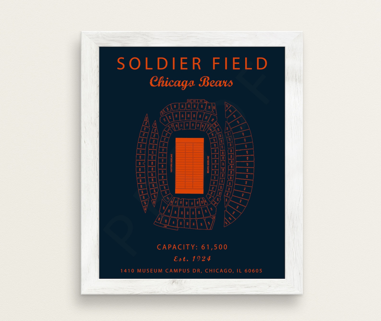 Soldier Field, Soldier Field Sign, Soldier Field Poster, Chicago Bears ...