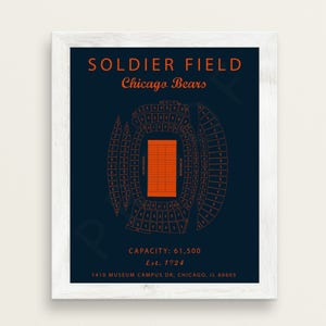 Soldier Field, Soldier Field Sign, Soldier Field Poster, Chicago Bears ...